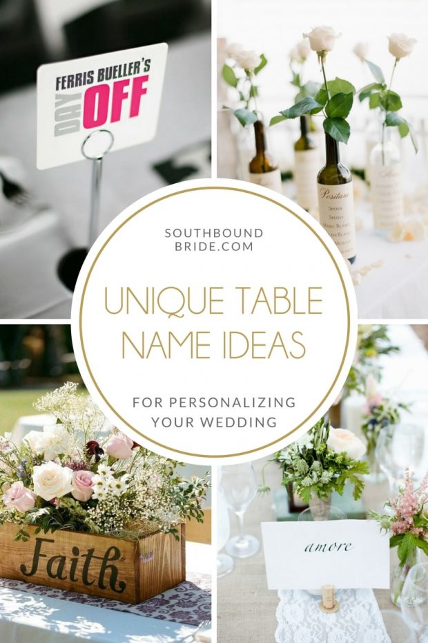 Unique Ideas For Wedding Table Names SouthBound Bride
