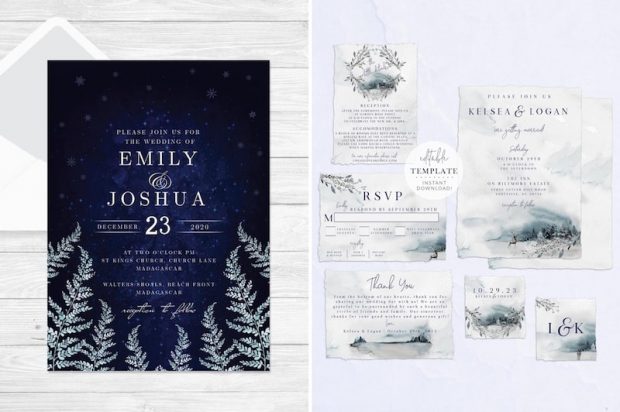 20 Printable Winter Wedding Invitations | SouthBound Bride