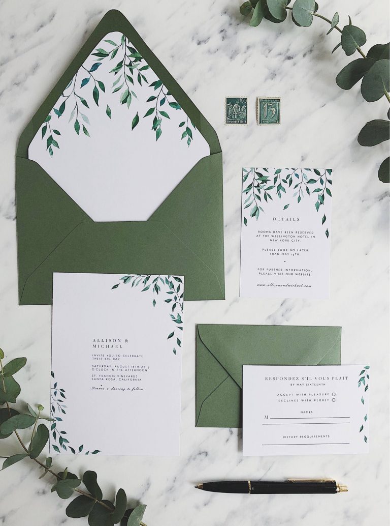 Printable Greenery Wedding Invitations from Etsy | SouthBound Bride
